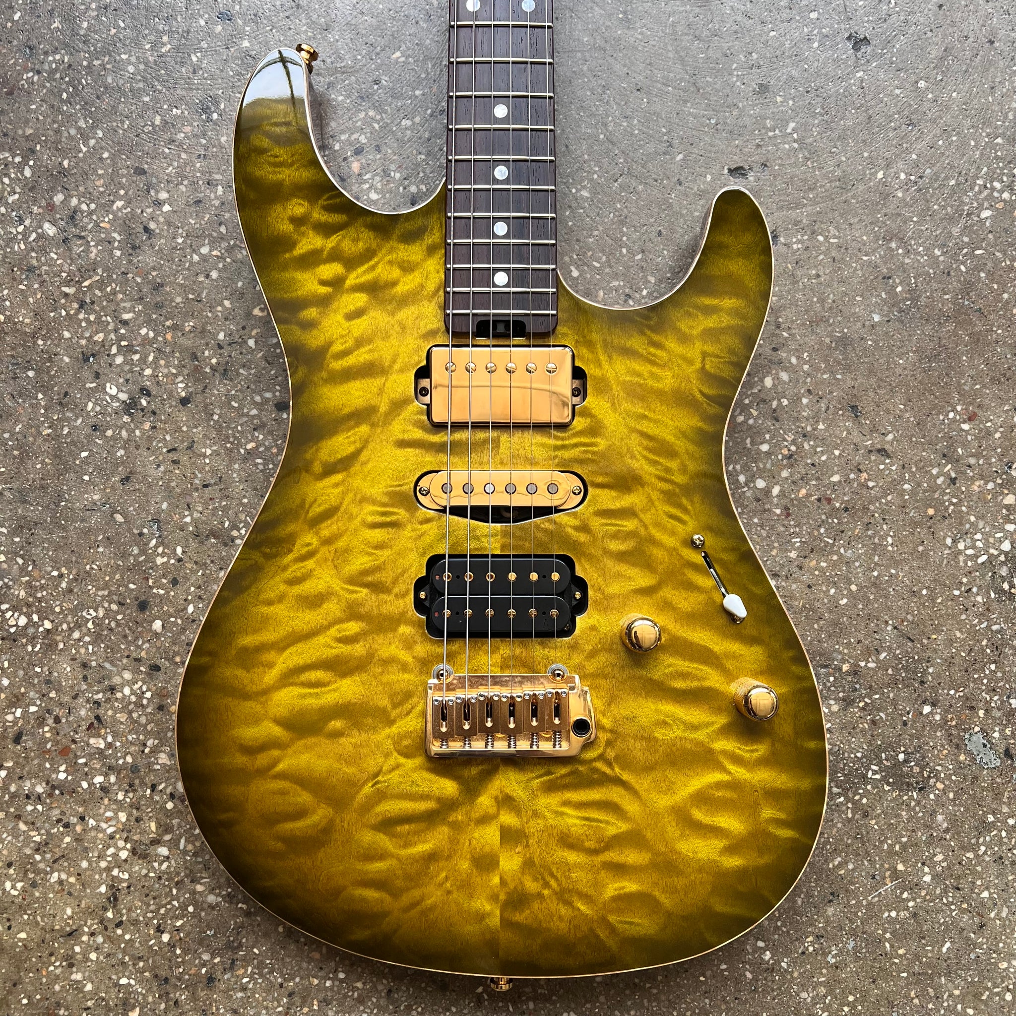 ESP Custom Shop Snapper Quilt Top 2018 - Ivy Green | Tone Wolf