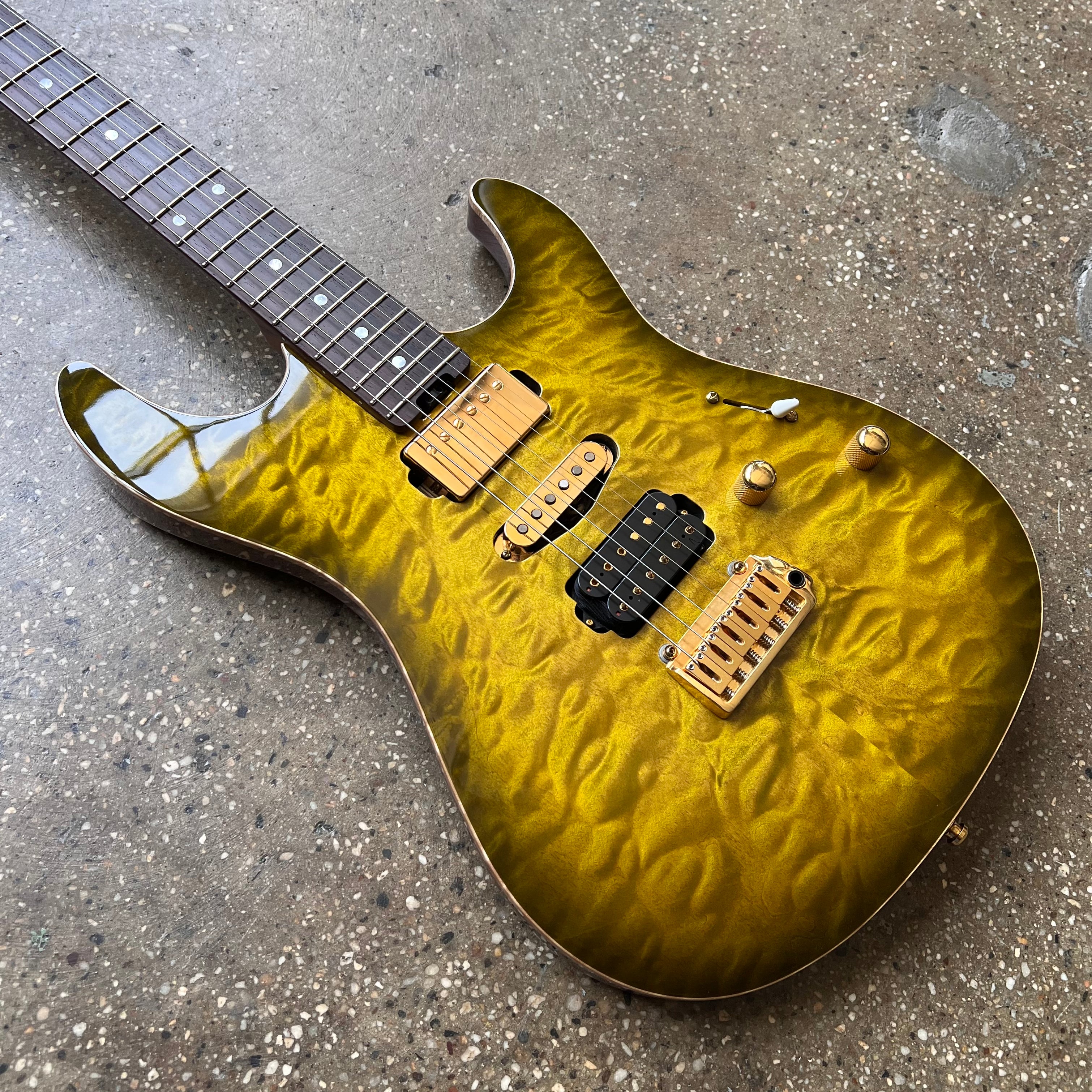 ESP Custom Shop Snapper Quilt Top 2018 - Ivy Green | Tone Wolf