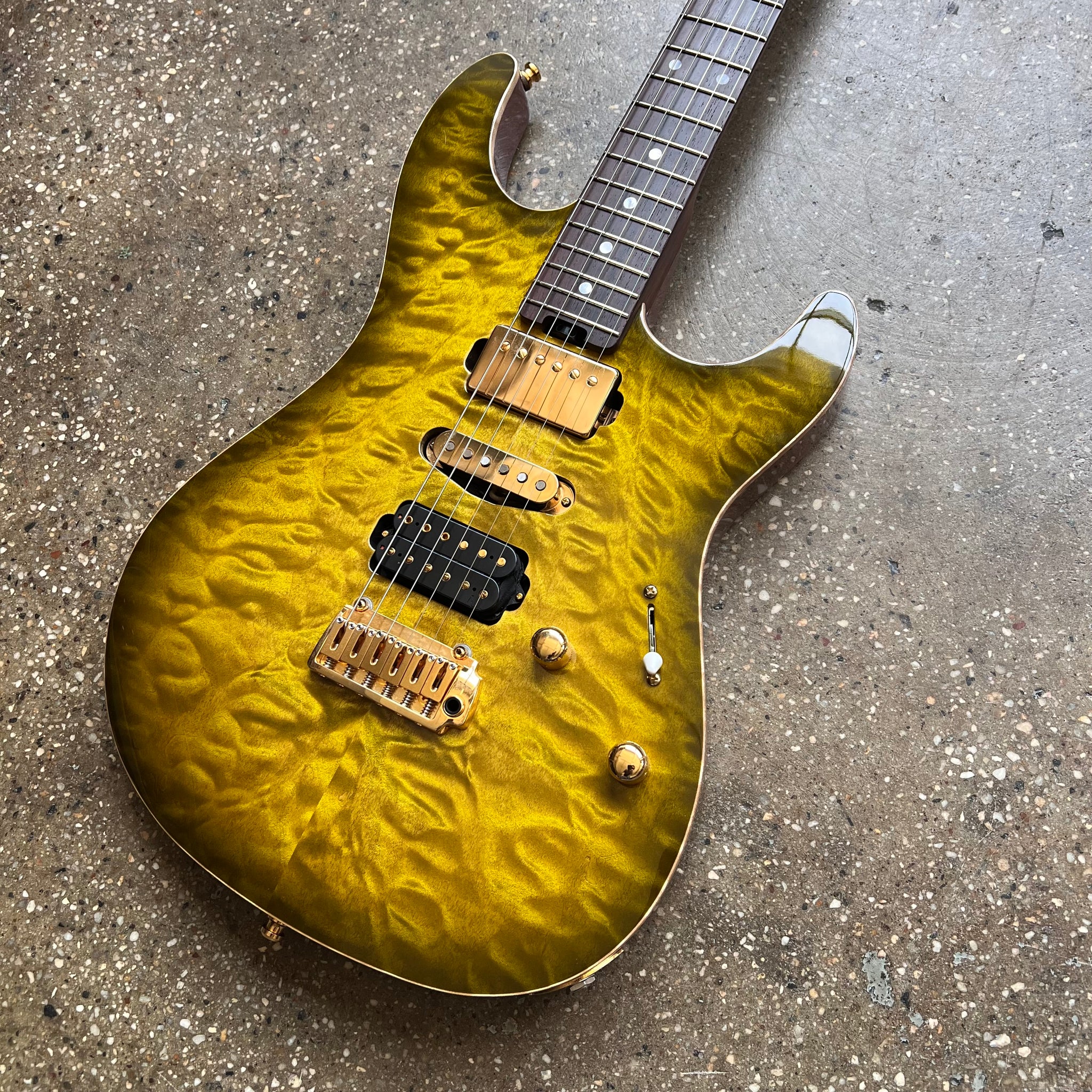 ESP Custom Shop Snapper Quilt Top 2018 - Ivy Green | Tone Wolf