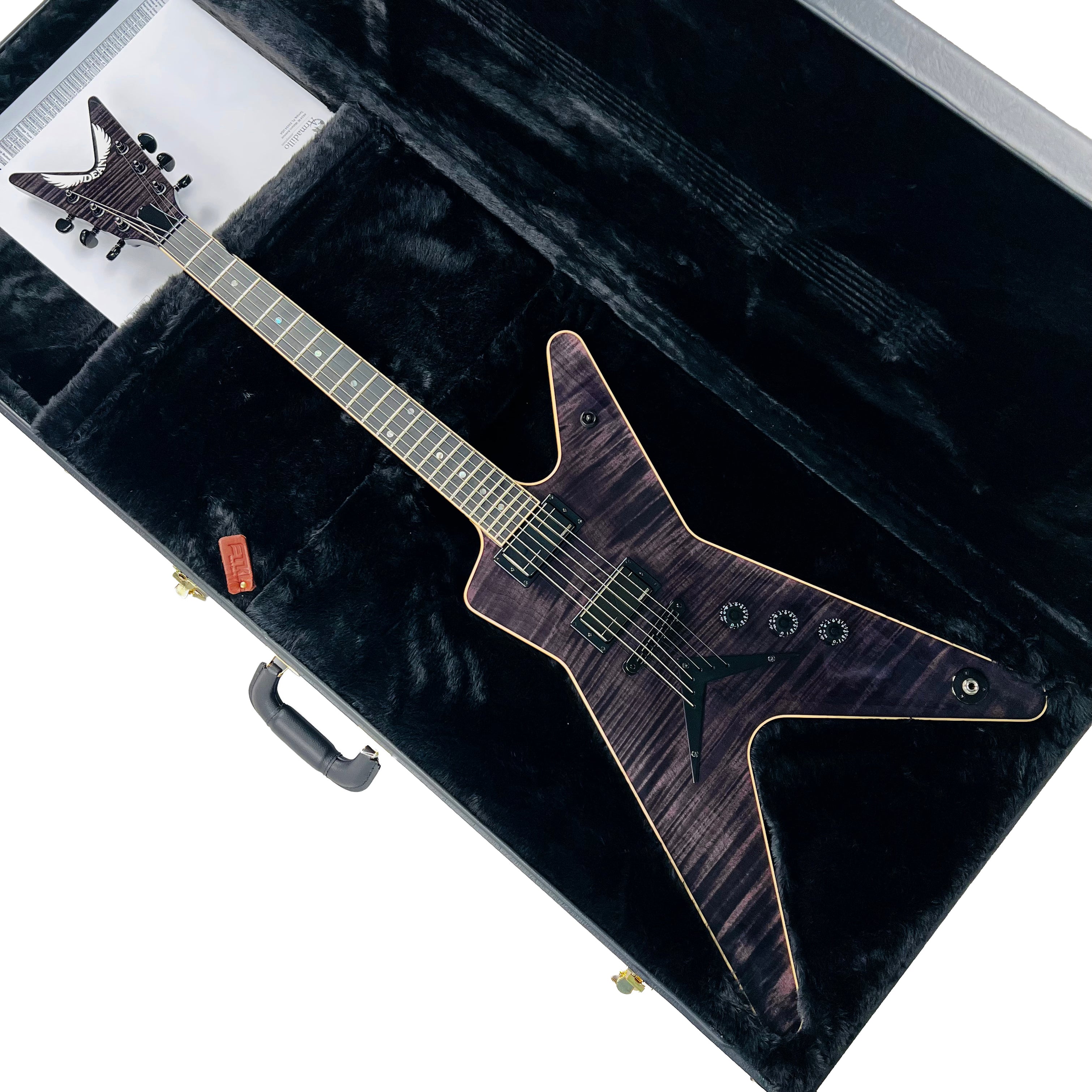 Dean USA Custom Shop ML Flame Top Fishman Fluence - Transparent Black ...