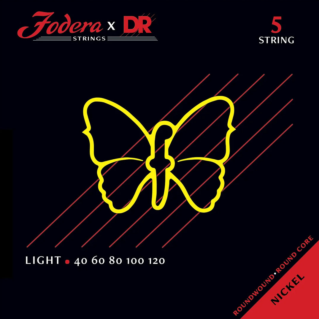 Fodera x DR 40120 5-String Nickel Light 40-120 Bass Guitar Strings ...